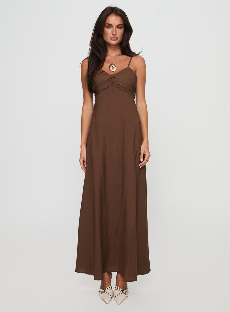 Neeka Maxi Dress Brown | Princess Polly USA