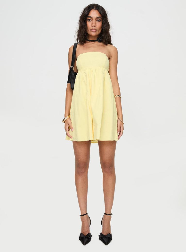Osment Strapless Mini Dress Lemon | Princess Polly USA