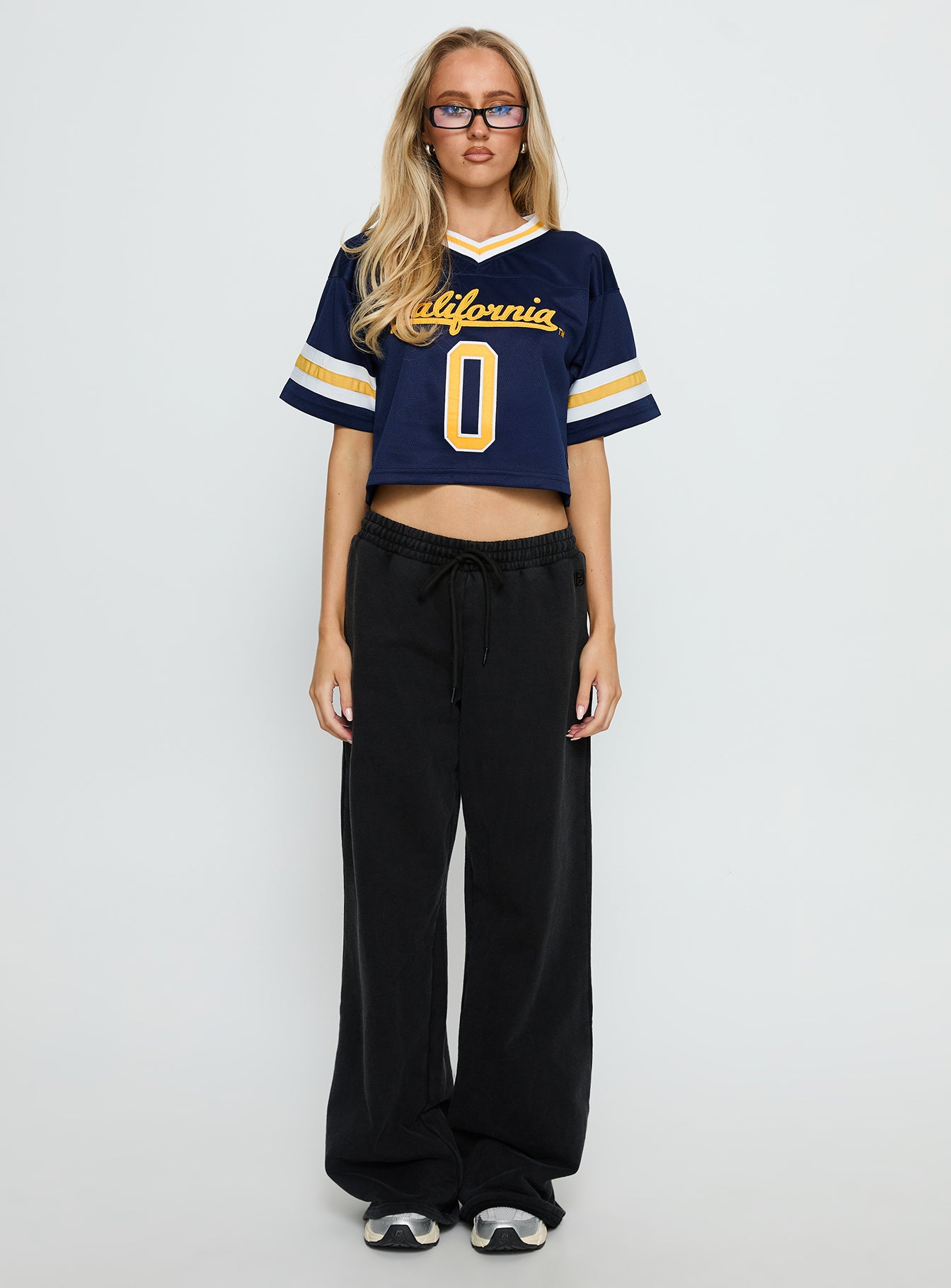 UC Berkeley Cropped Football Jersey Tee Blue | Princess Polly
