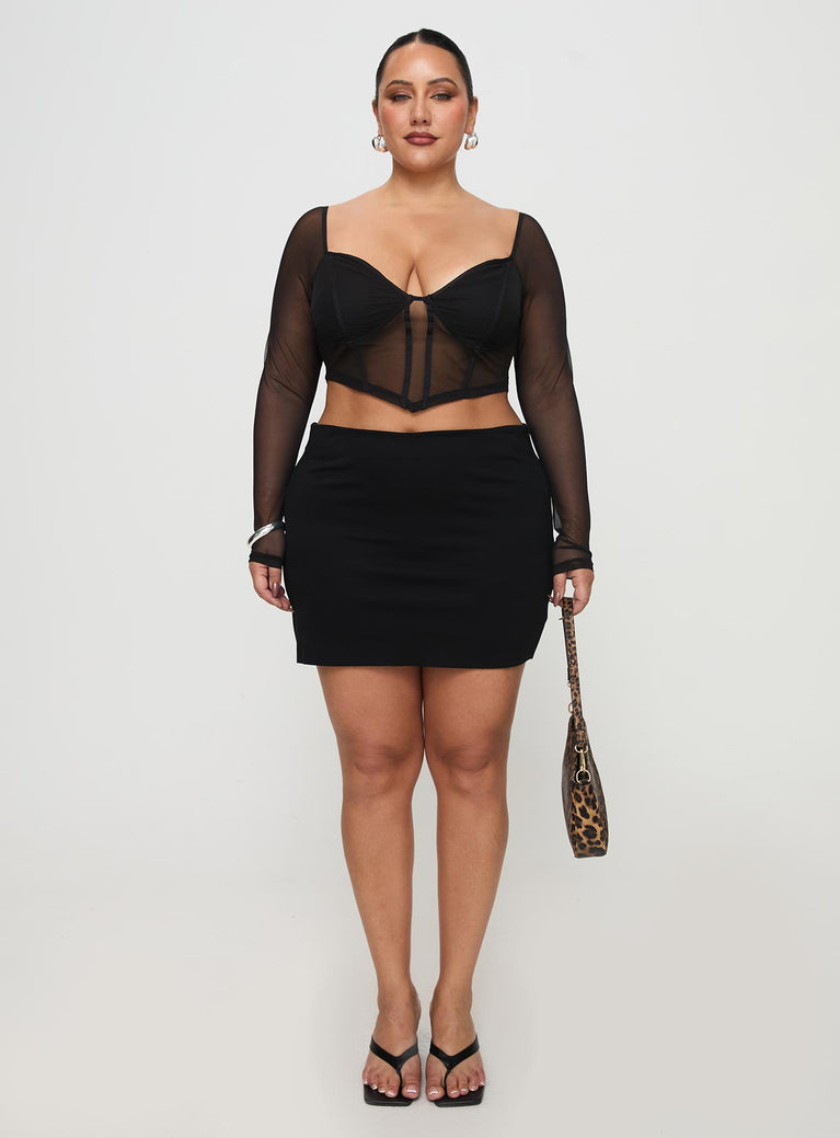 Karley Low Waist Mini Skirt Black Curve | Princess Polly USA