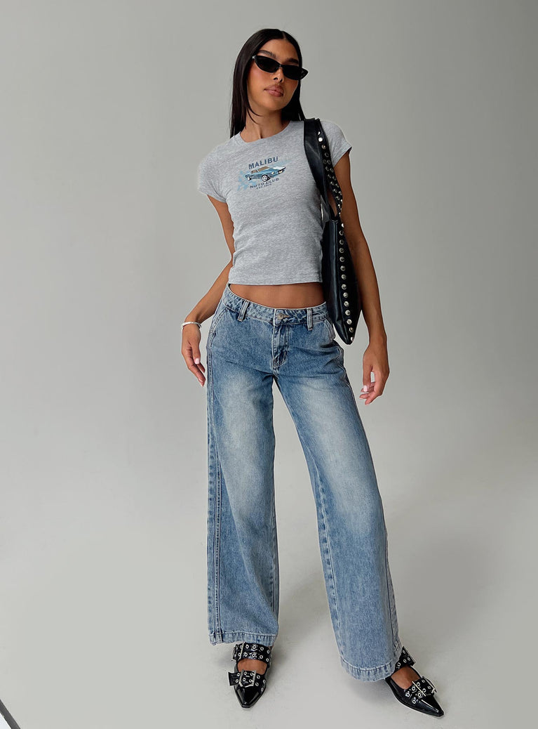 Skipper Low Rise Baggy Jeans Vintage Blue | Princess Polly USA