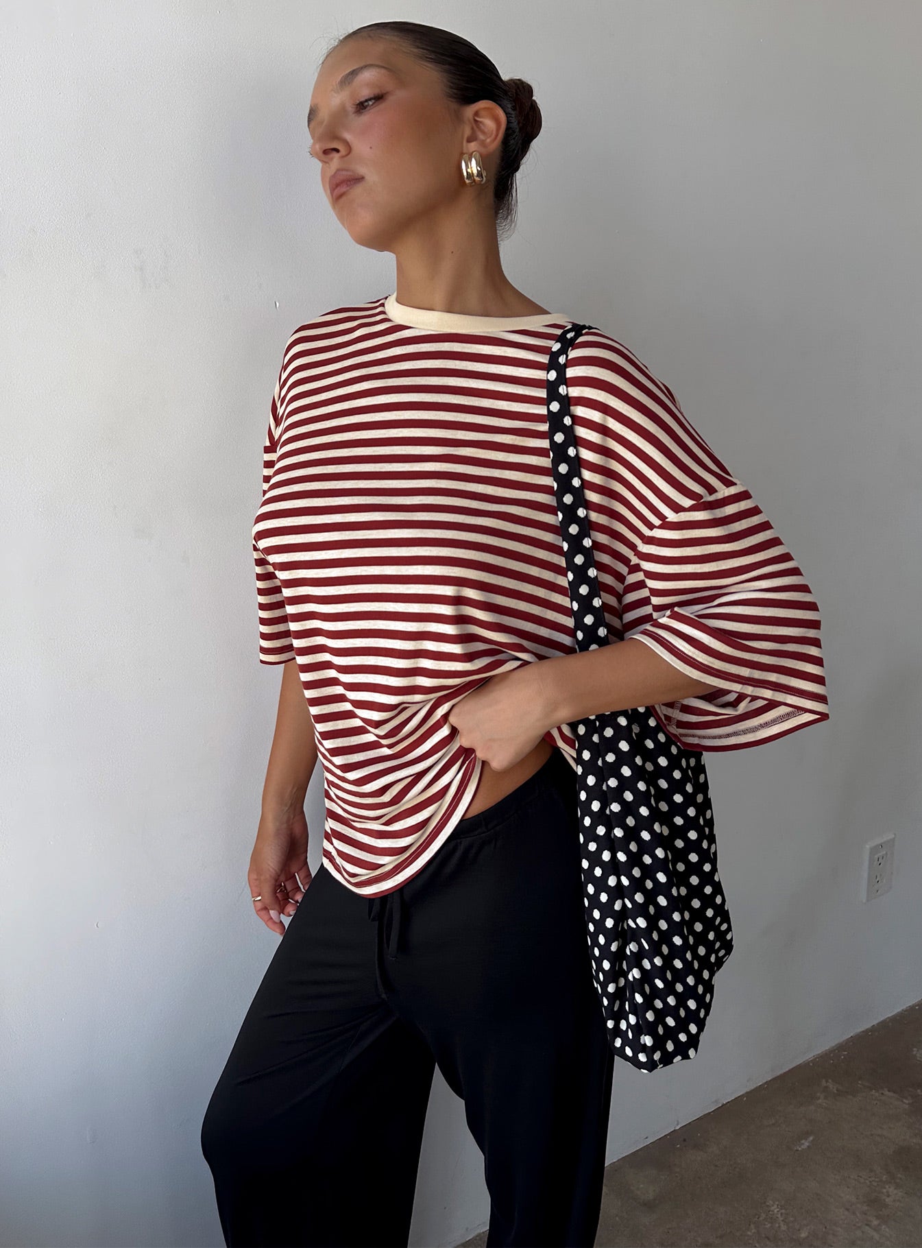 Kieryn Oversized Graphic Top Red Stripe | Princess Polly