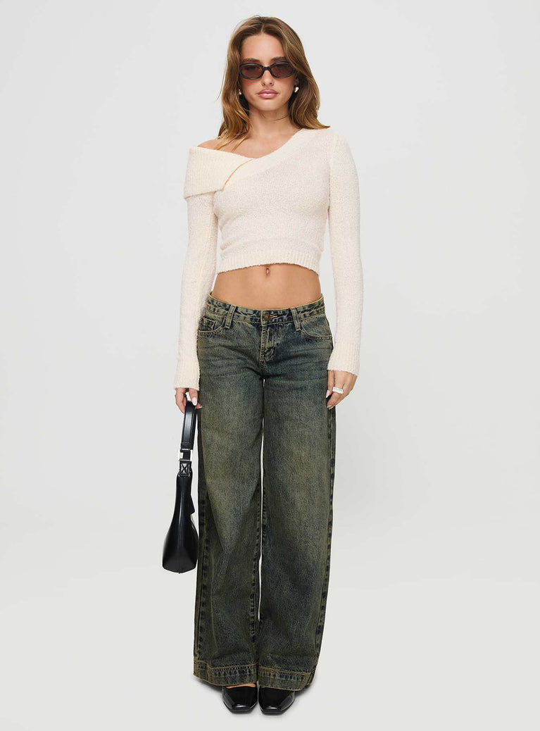 Ribbon Stamp Wide Leg Jeans Antique Wash | Princess Polly USA