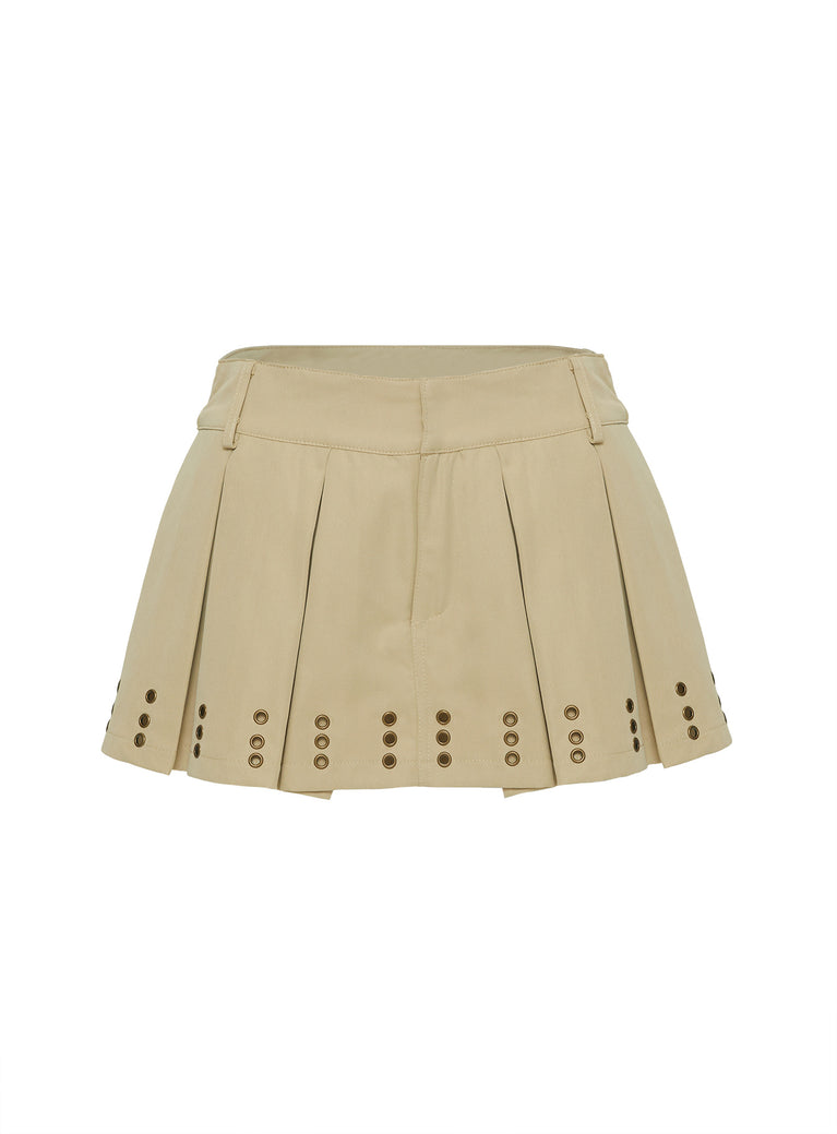 Alinzia Eyelet Skort Beige | Princess Polly USA