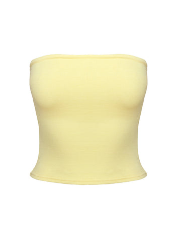 Baseline Strapless Rib Top Yellow | Princess Polly