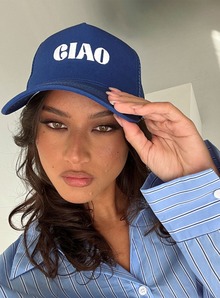 Ciao Trucker Hat Blue / White | Princess Polly