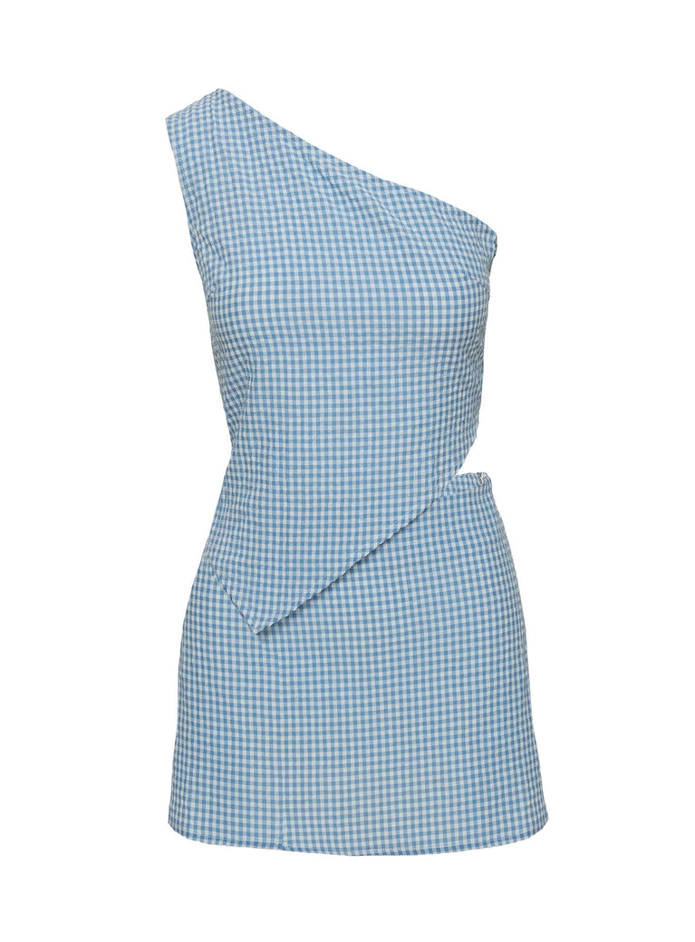 Dirst One Shoulder Set Blue Gingham | Princess Polly USA
