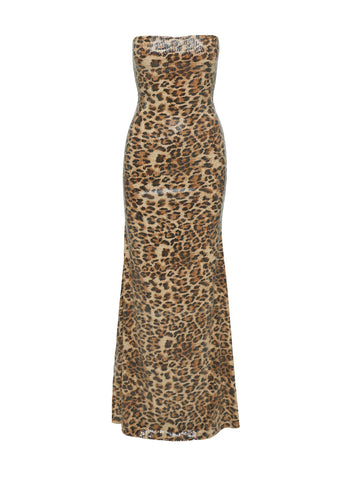 Exquise Strapless Maxi Dress Leopard Sequin | Princess Polly