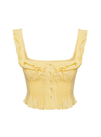 Isadoria Frill Top Yellow | Princess Polly