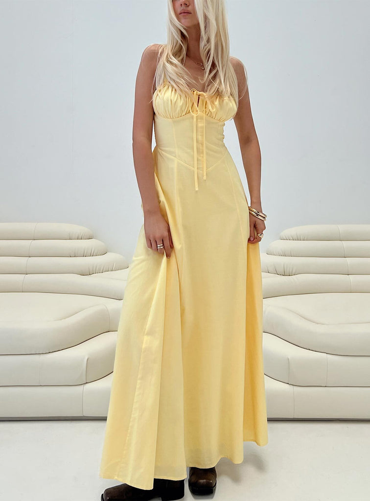 Leticia Maxi Dress Lemon | Princess Polly