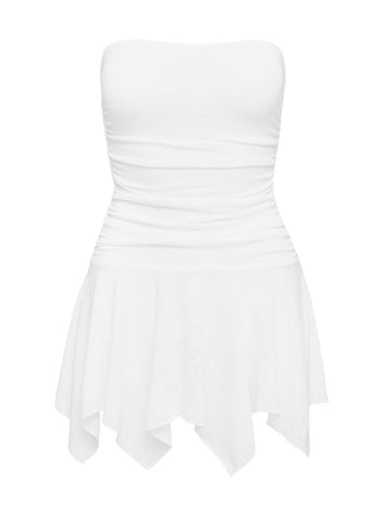 Minxie Strapless Playsuit White Tall | Princess Polly