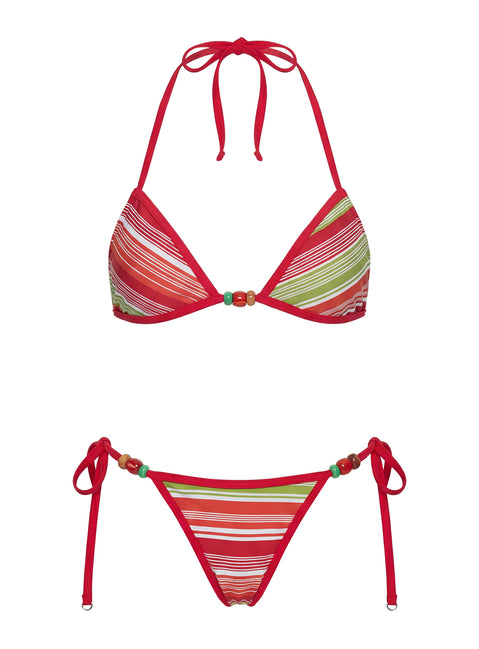 Beasley Tie Side Bikini Bottoms Red / Green Stripe | Princess Polly