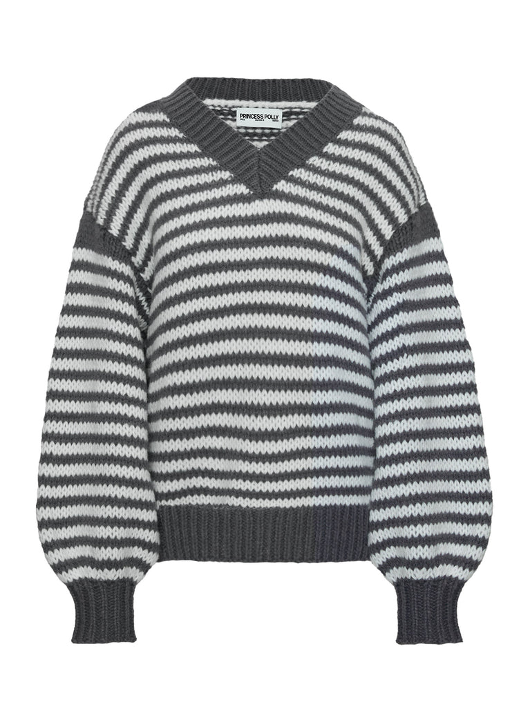 Soloman Sweater Grey Stripe | Princess Polly USA