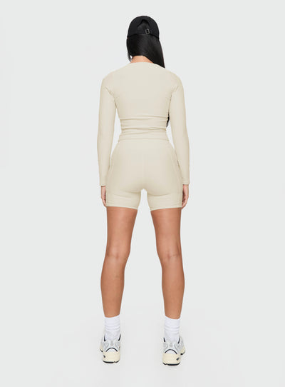Power Activewear Rib Shorts Latte | Princess Polly USA