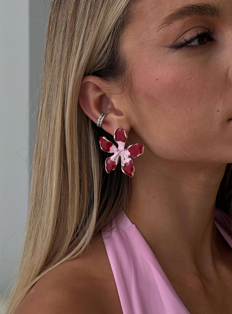 Ysabelle Flower Earrings Pink / Red | Princess Polly