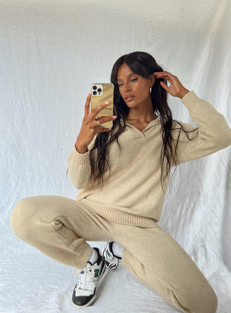 Waite Knit Pants Beige | Princess Polly