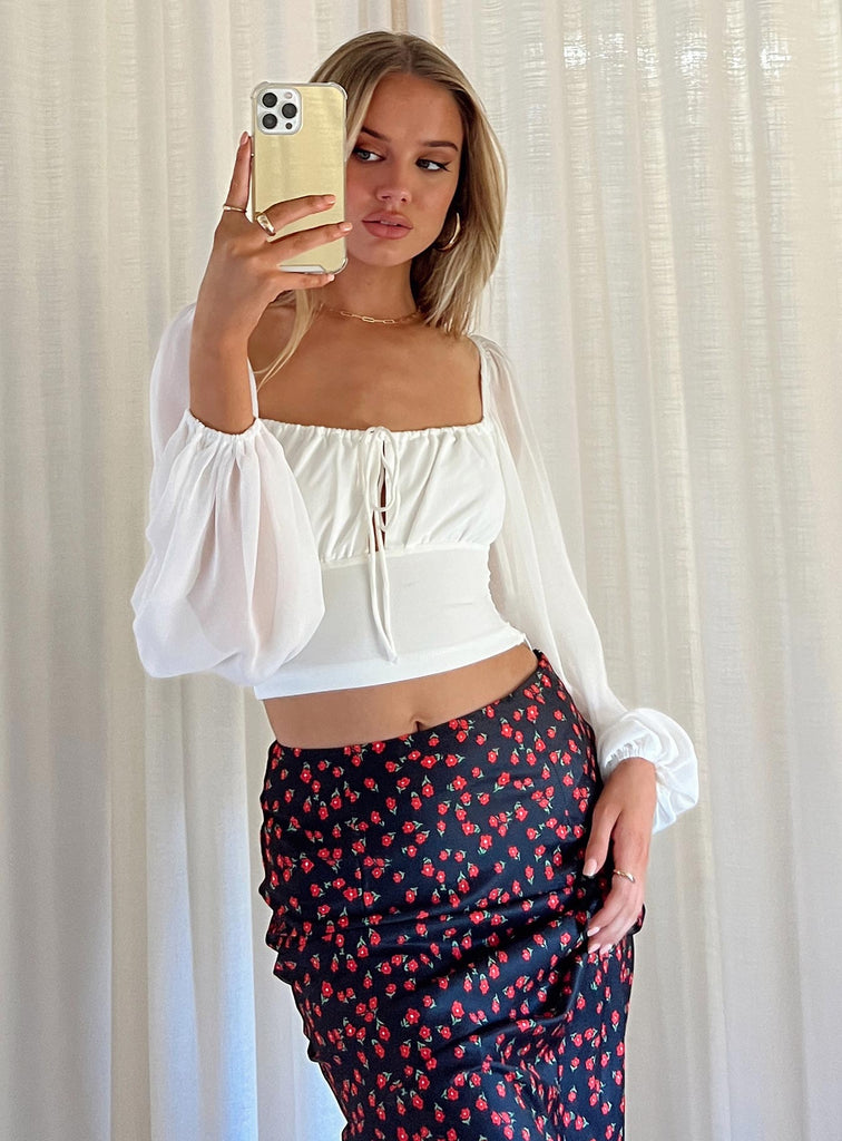 Paley Long Sleeve Top White | Princess Polly