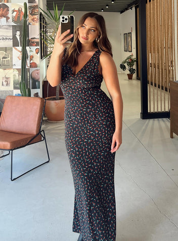 Garrick Maxi Dress Black / Red | Princess Polly USA