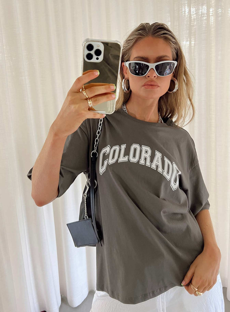 Colorado Dreaming Oversized Tee Charcoal | Princess Polly