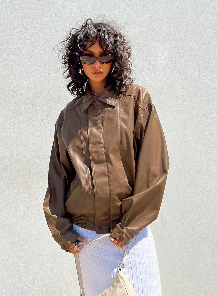Withers PU Jacket Brown