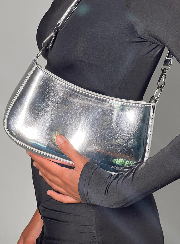 Graza Shoulder Bag Silver | Princess Polly