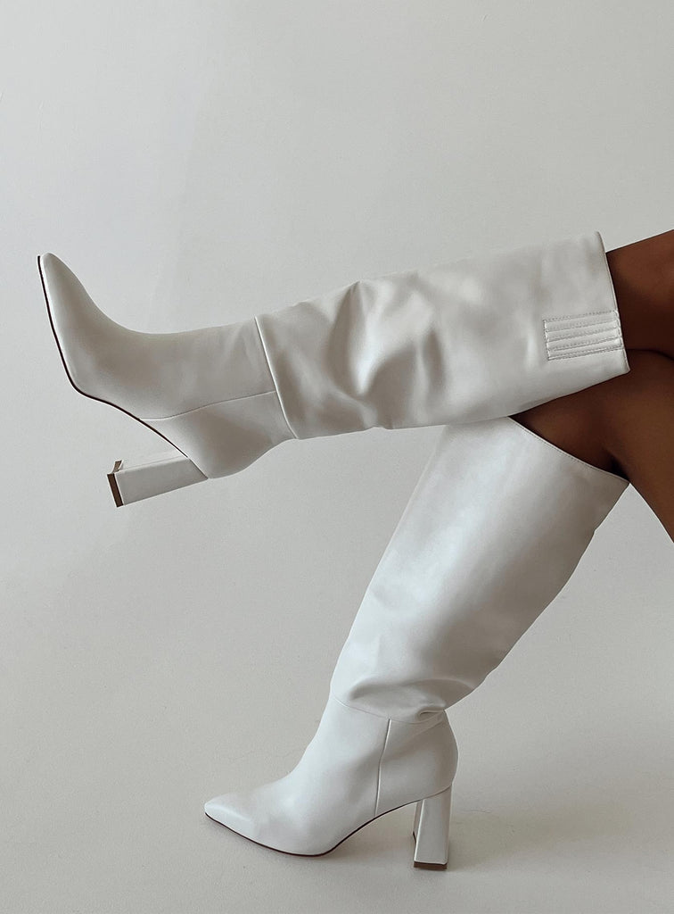 Vesper Knee High Boots White | Princess Polly