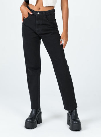 Harrow Straight Leg Denim Jeans Black | Princess Polly USA