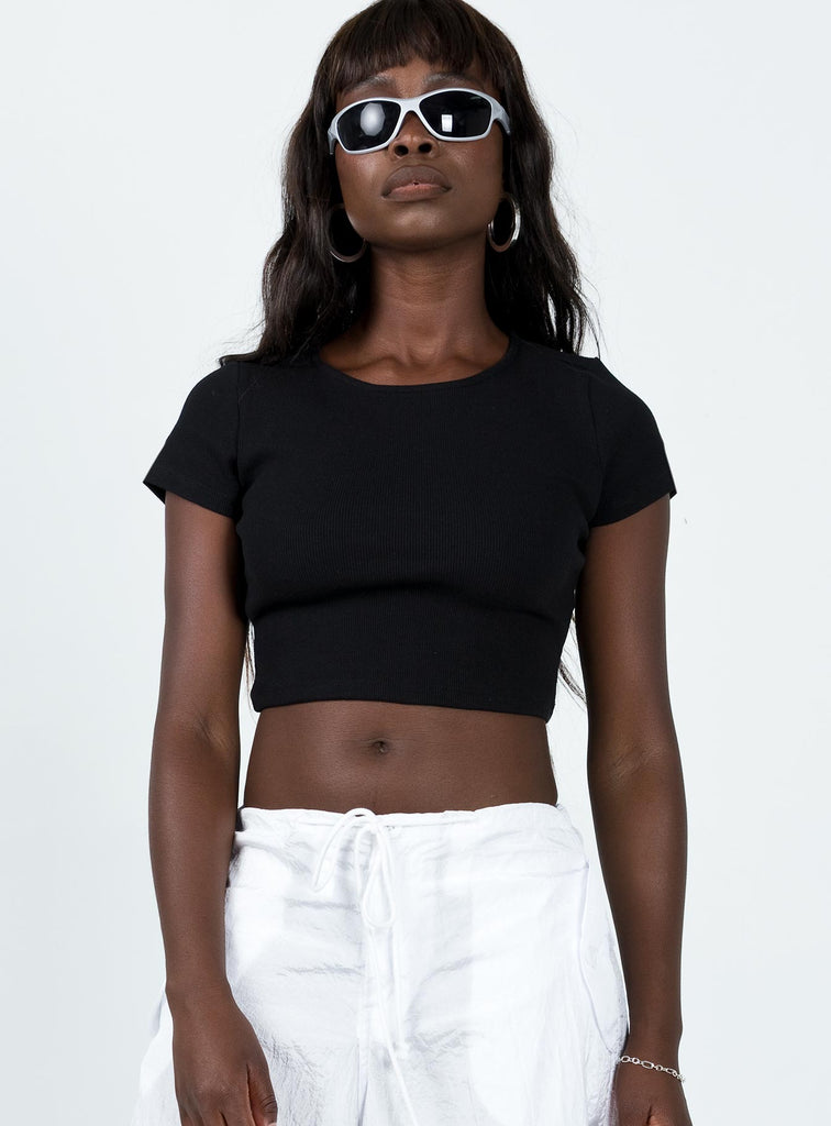 Classic Crop Tee Black Tall | Princess Polly