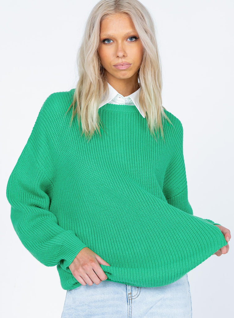 Elleanor Sweater Green | Princess Polly