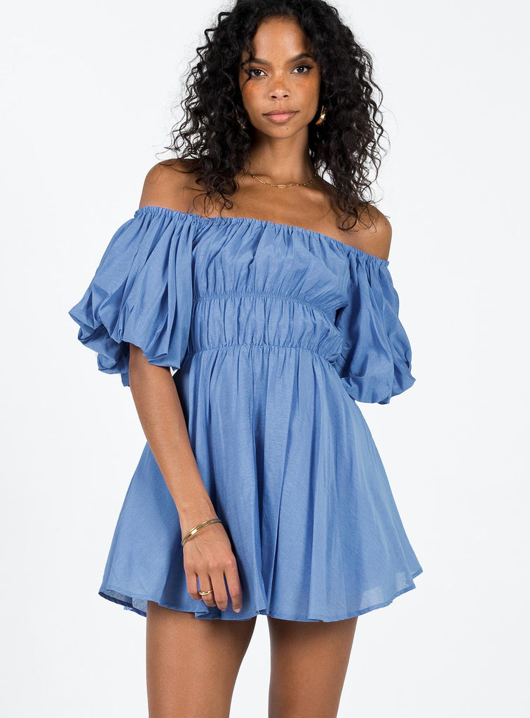 Halton Mini Dress Blue | Princess Polly