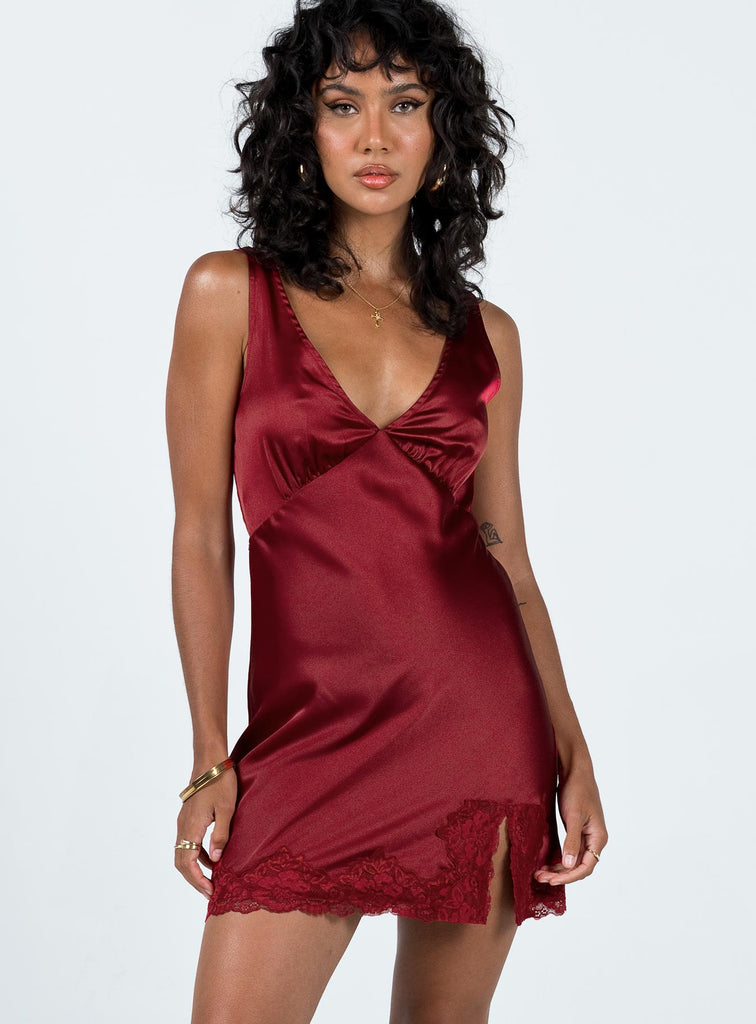 Athenia Mini Dress Burgundy | Princess Polly USA