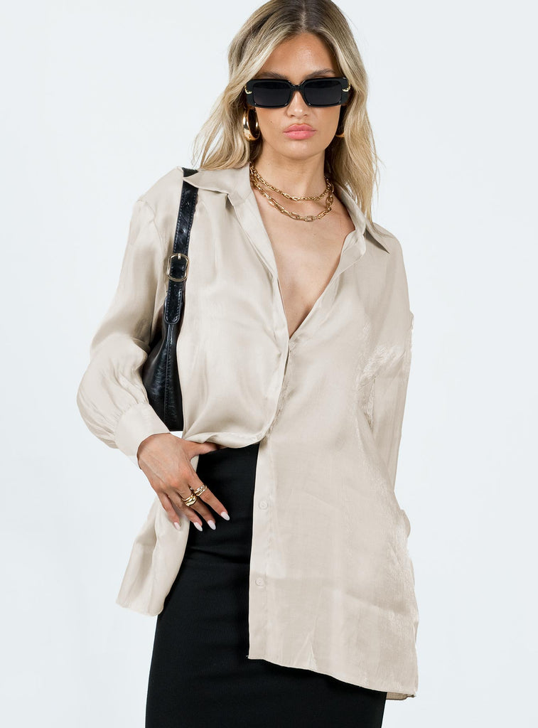 Beecham Shirt Dress Champagne | Princess Polly