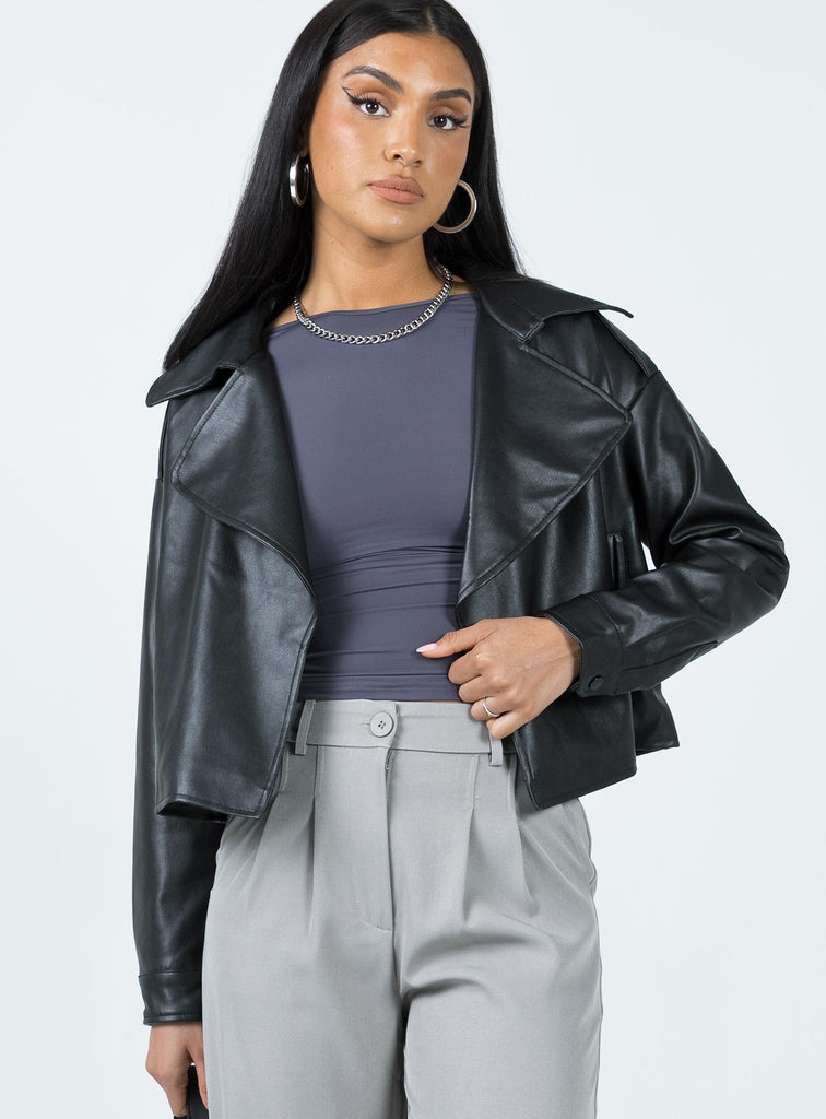 Redfern Faux Leather Jacket Black | Princess Polly USA