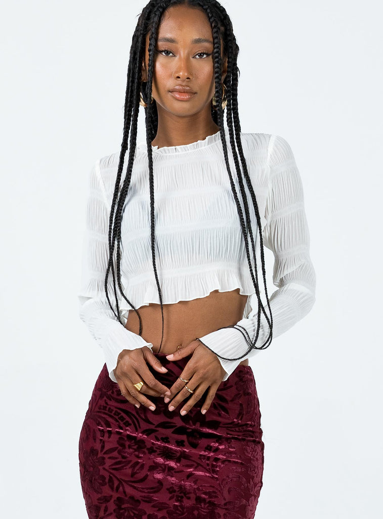 Wallach Long Sleeve Top White | Princess Polly