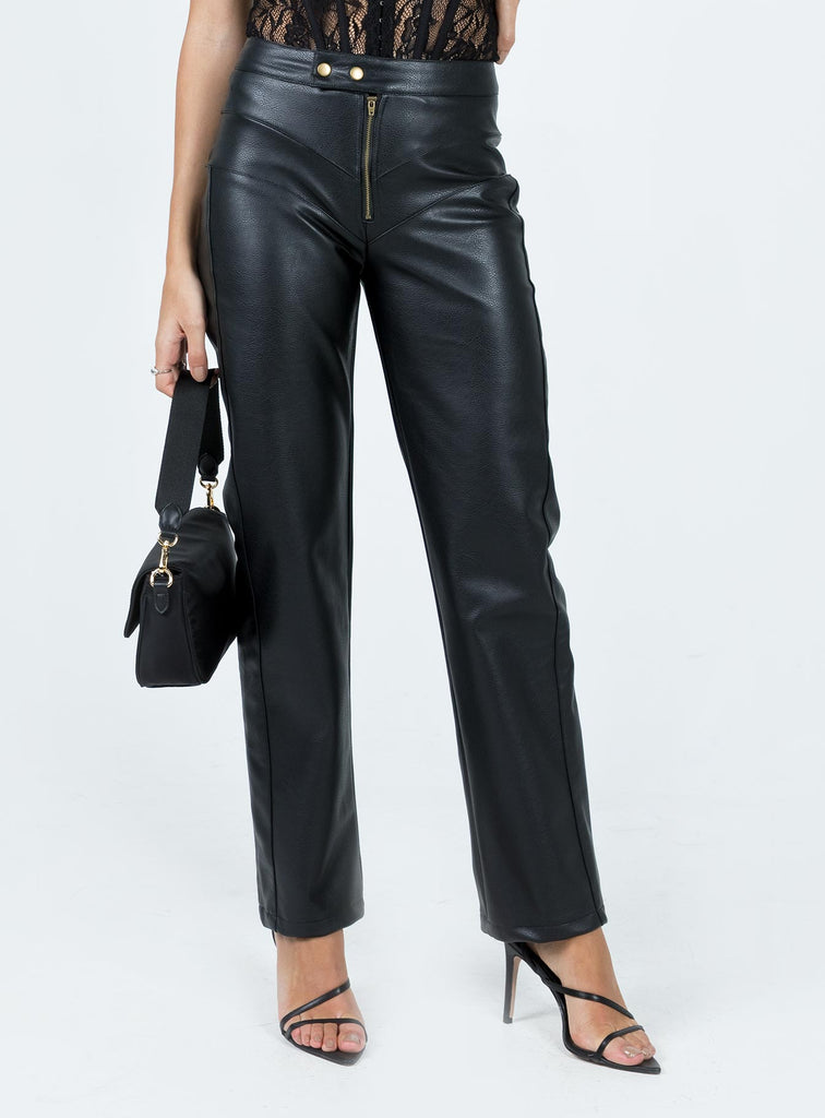 Clipper PU Pants Black | Princess Polly