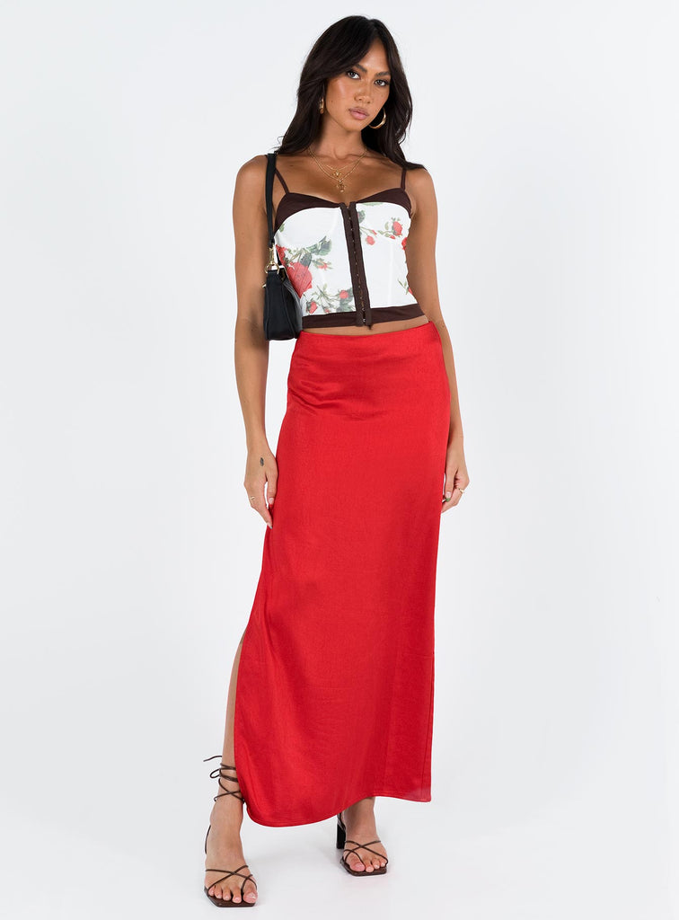 Tamra Maxi Skirt Red | Princess Polly