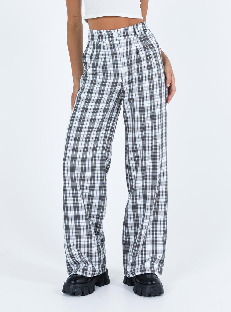 Archer Pants Grey Plaid | Princess Polly