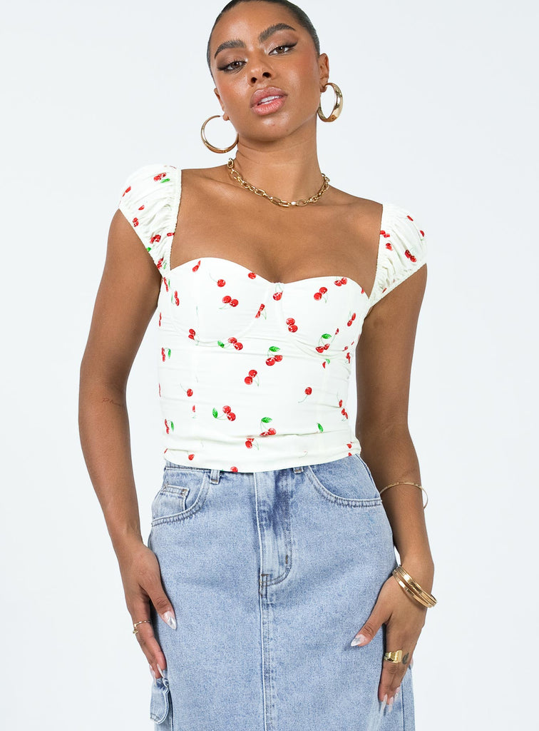 Rozalia Top White Multi | Princess Polly