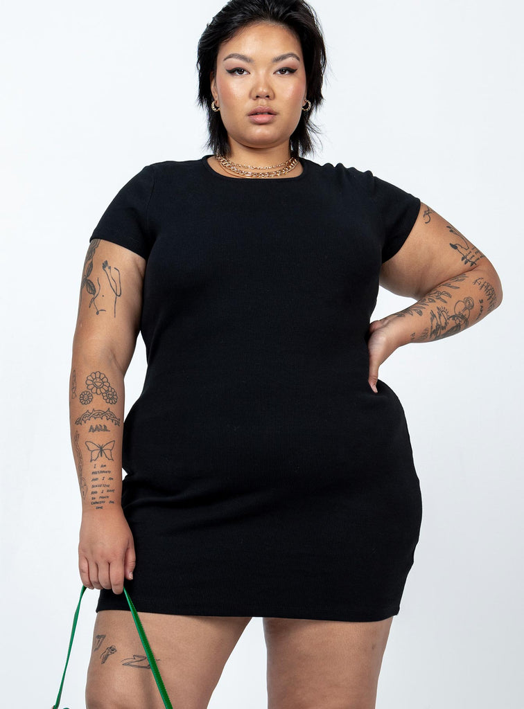 Classic Mini Dress Black Curve | Princess Polly