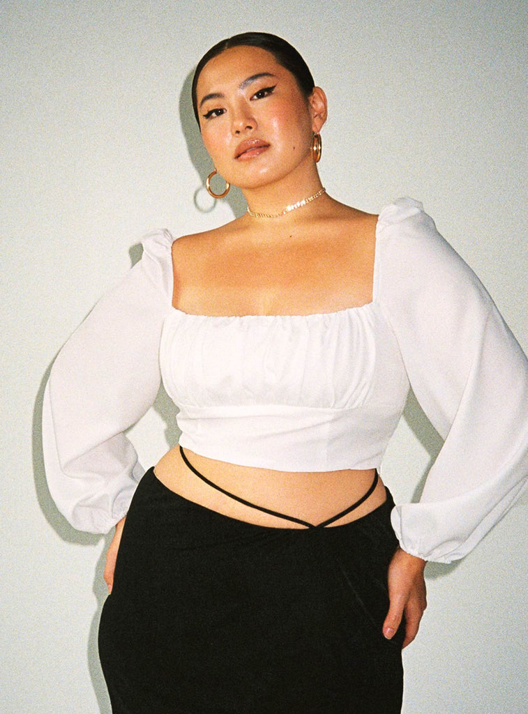 Ariah Long Sleeve Top White Curve Eco | Princess Polly