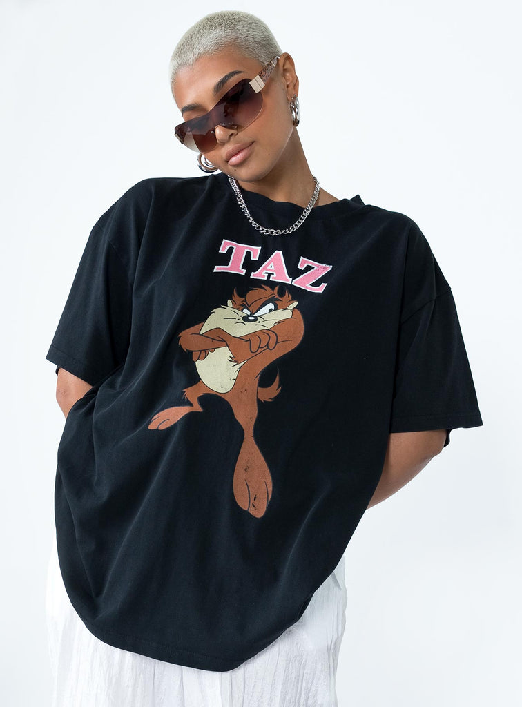 Taz Oversized Tee Black | Princess Polly