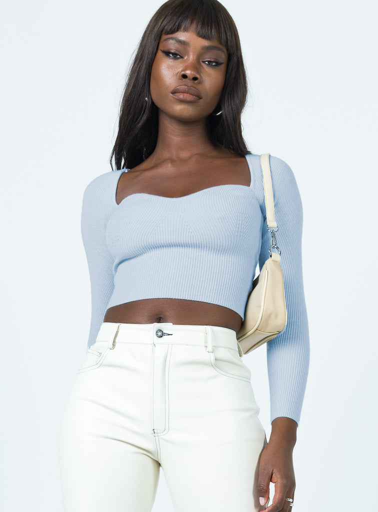 Alima Long Sleeve Top Blue | Princess Polly