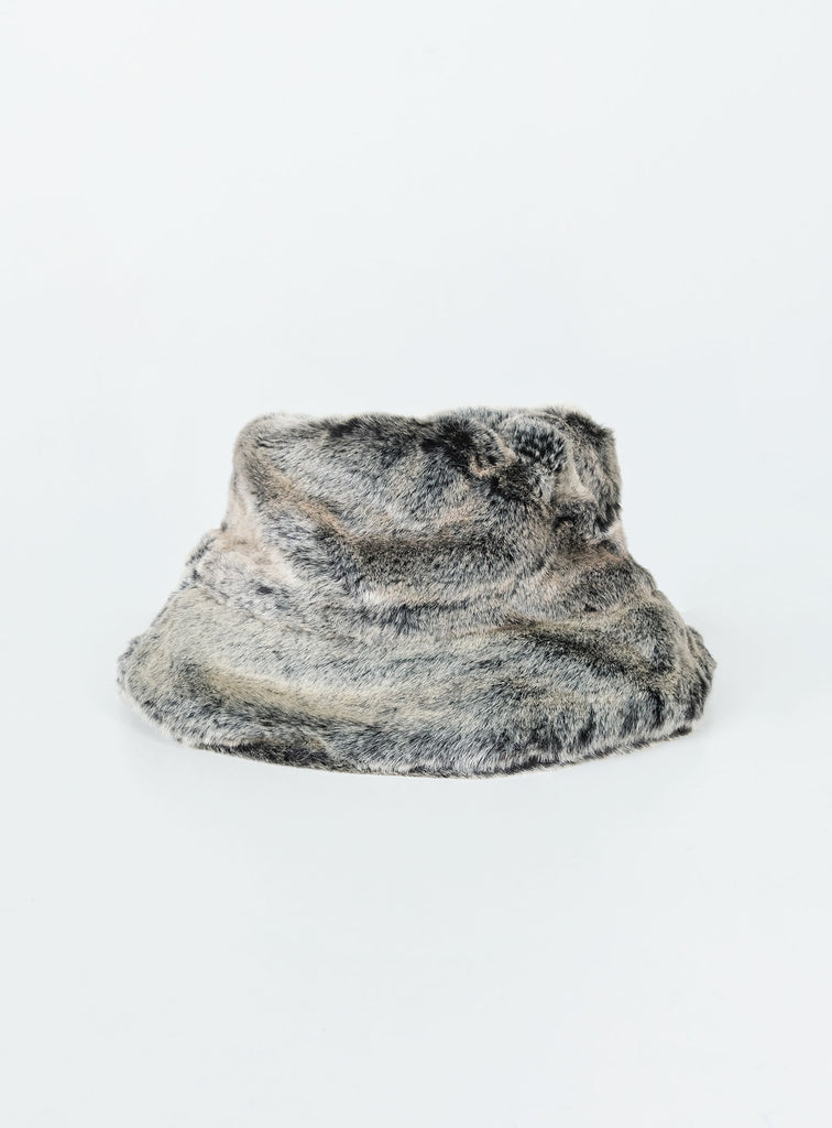 Delvey Fluffy Hat Grey | Princess Polly