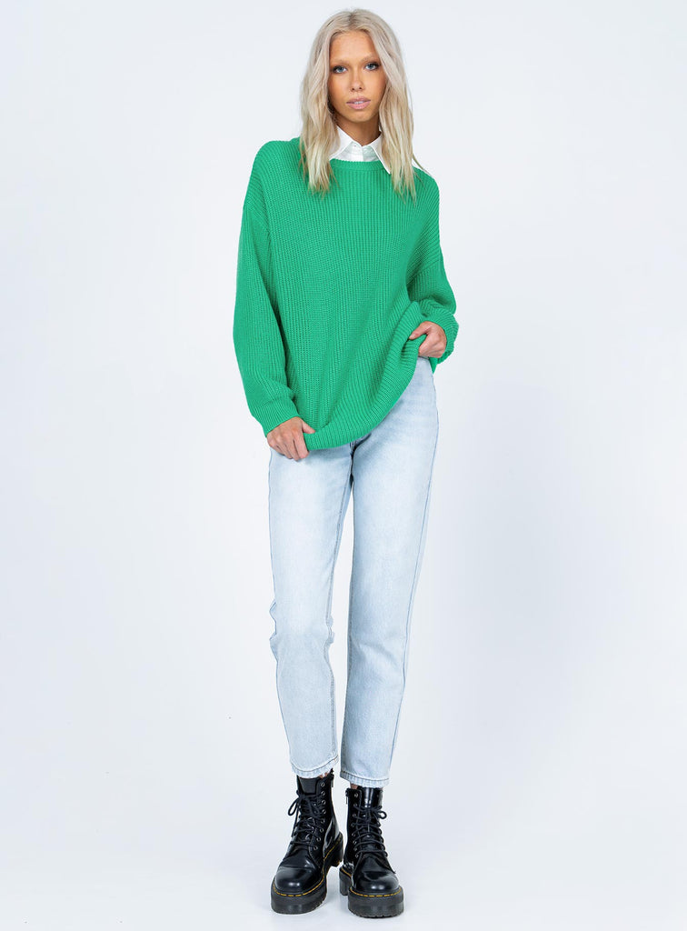 Elleanor Sweater Green | Princess Polly
