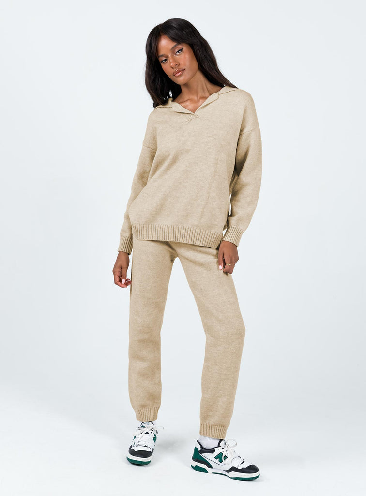 Waite Knit Sweater Beige | Princess Polly