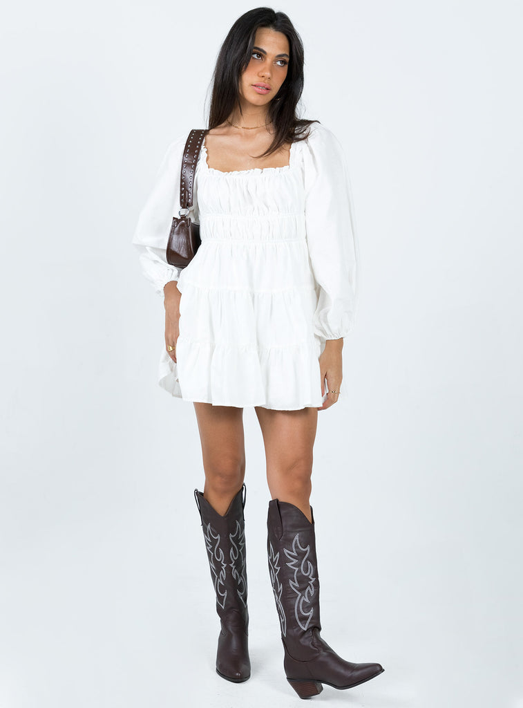 Ceara Long Sleeve Mini Dress White | Princess Polly USA