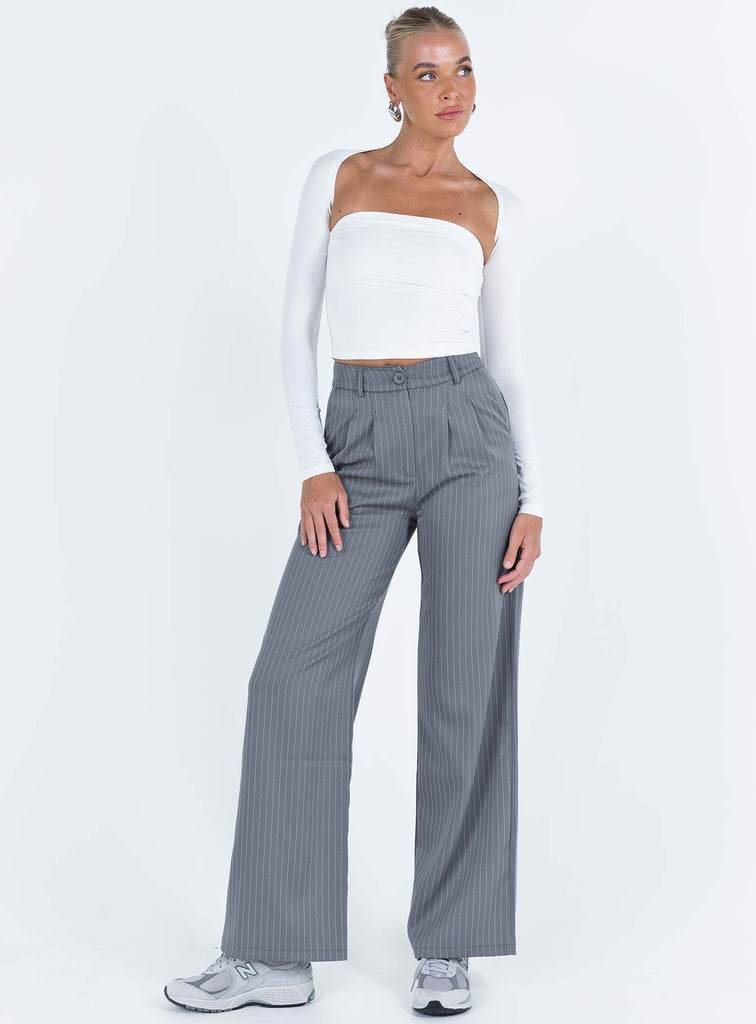 Archer Pants Pinstripe Grey Tall | Princess Polly