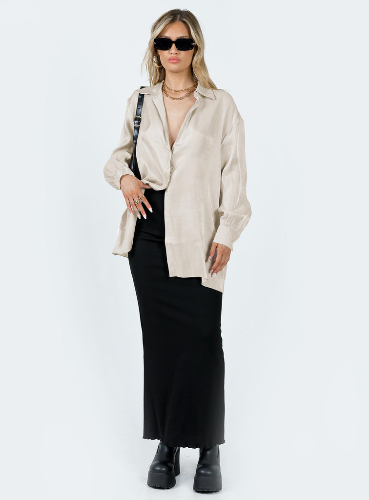 Beecham Shirt Dress Champagne | Princess Polly