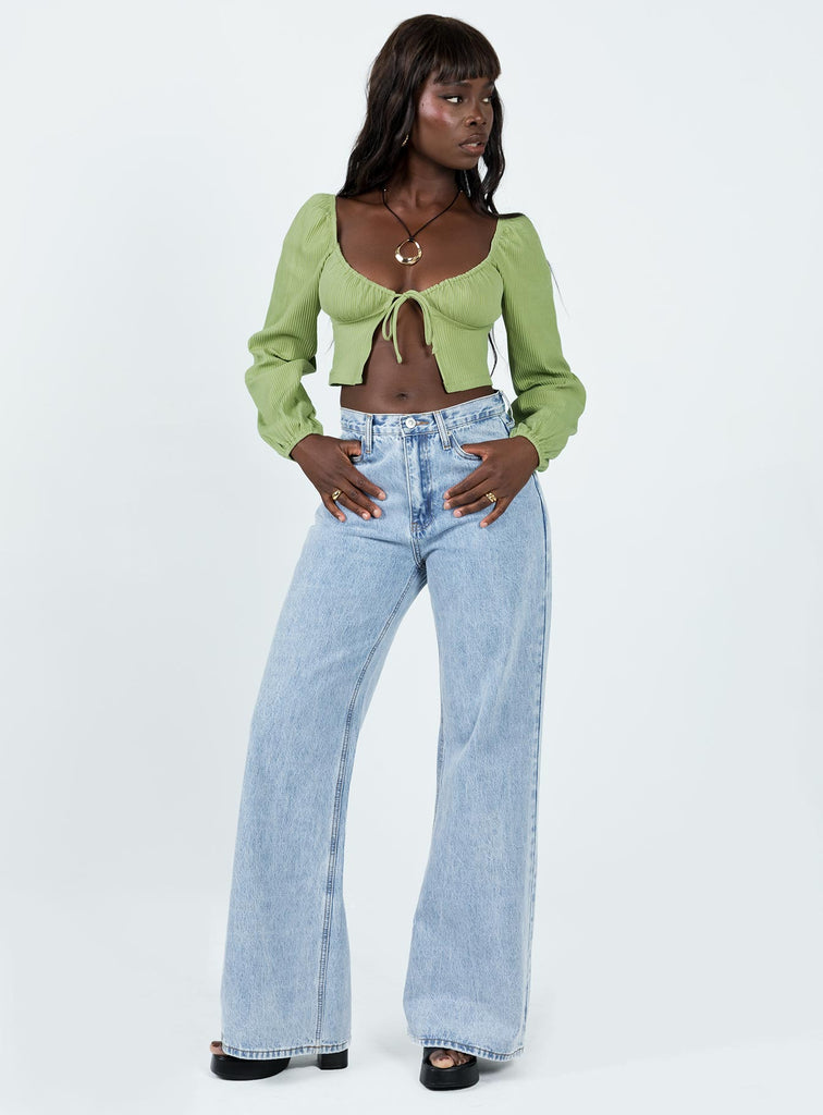 Hart Long Sleeve Top Green | Princess Polly