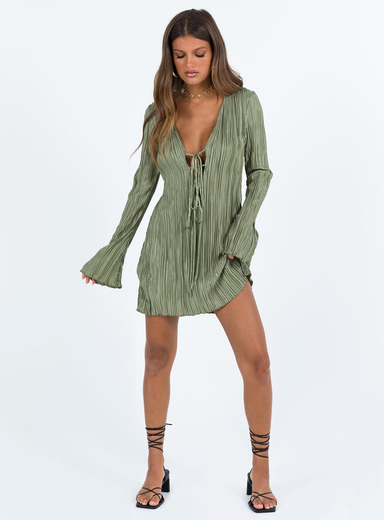 Malop Long Sleeve Mini Dress Sage | Princess Polly USA